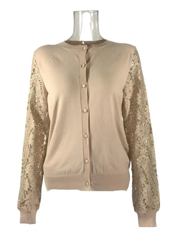 Max Mara Lace Sleeve Button-up Cardigan - Nude