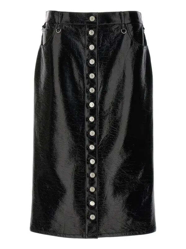COURREGES Button-up Vinyl Skirt - Black