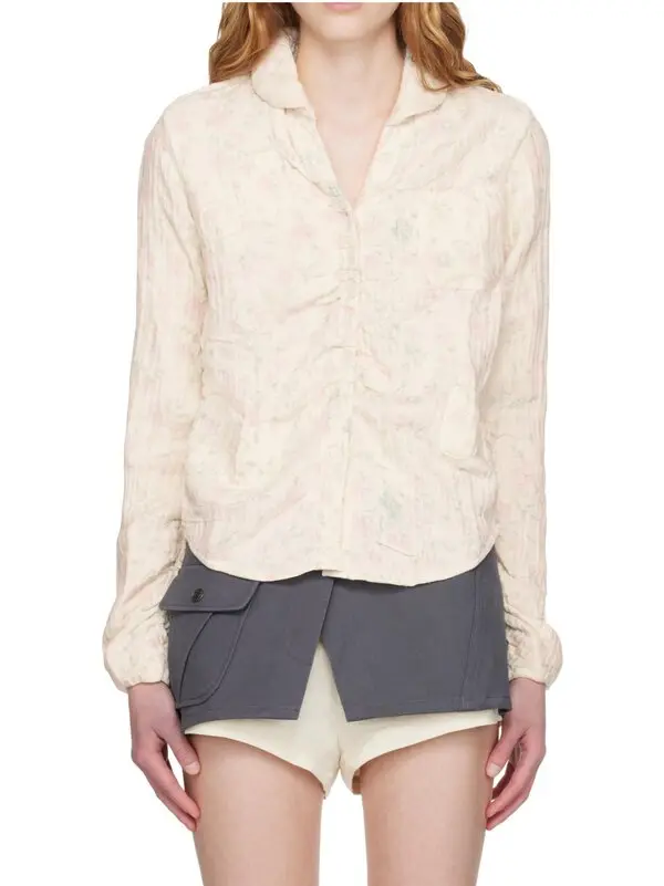 OPEN YY Floral Print Shirt - Nude