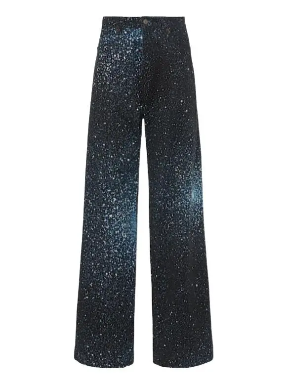 Giuseppe Di Morabito Embellished Wide-leg Denim Pants - Black