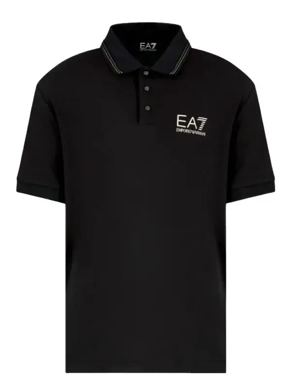 EA7 Logo-print Polo Shirt - Black