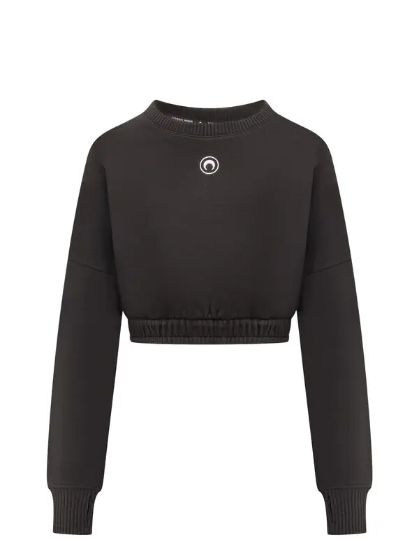 MARINE SERRE Moon Embroidered Cropped Knit Jumper - No