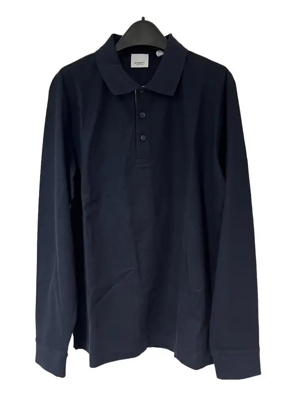 Burberry Long-sleeve Cotton Polo Shirt - Navy