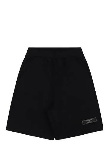 Balmain Elastic Waist Shorts With Logo Patch - Black