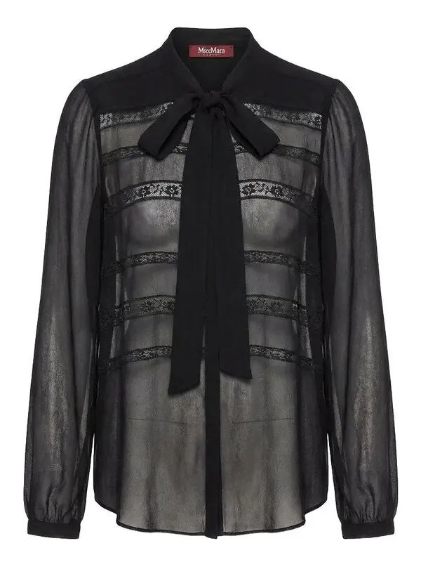 Max Mara Long-sleeved Lace Top - Black