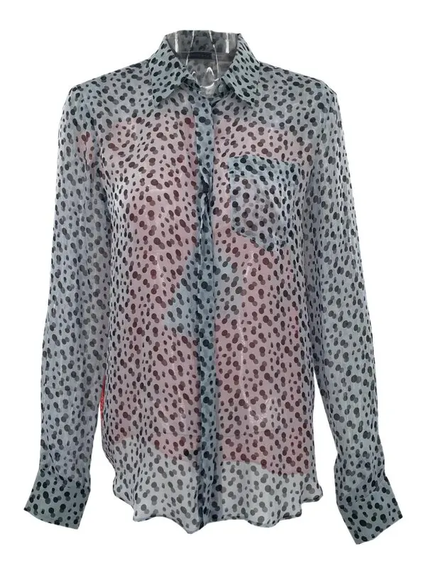 Sportmax Long-sleeved Shirt With Lapels And All-over Pattern - Gray