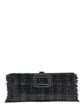 ROGER VIVIER Pilgrim Side Fringed Clutch Bag - Black