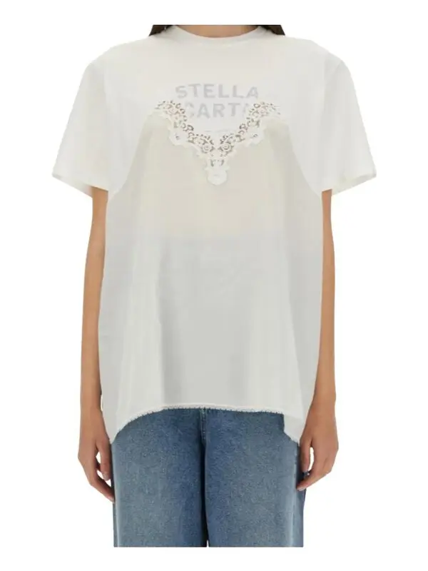 Stella McCartney Lace Insert Graphic Boxy T-shirt - White