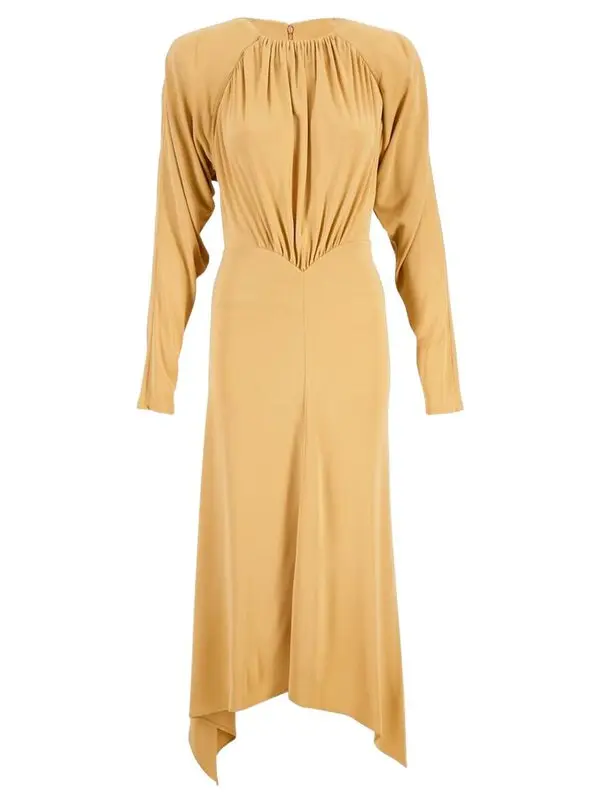 Stella McCartney Maxi Crepe Dress With Draped Detail - Nude