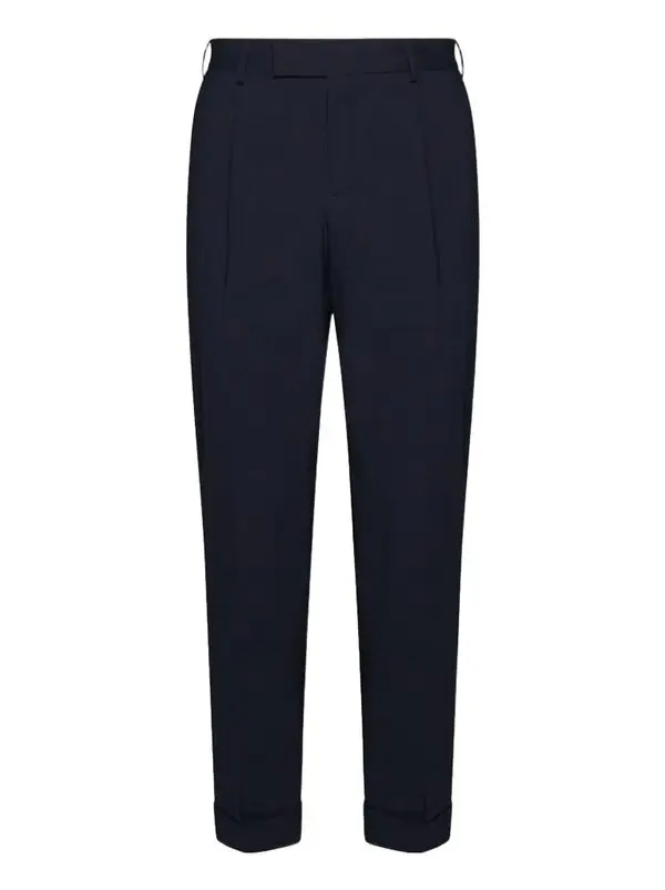 PT TORINO Virgin Wool-blend Cropped Trousers - Black