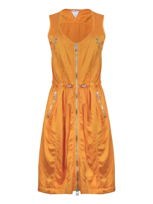 Bottega Veneta Sleeveless Zip Up Dress - Orange