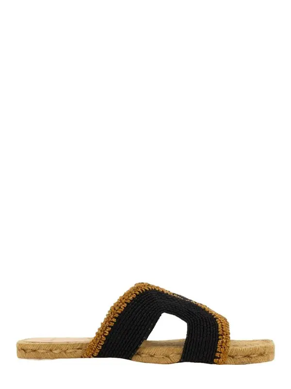 CastaÑer Braided Strap Flat Sandals - Black