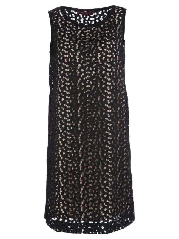 Max Mara Sleeveless Round Neck Lace Dress - Black