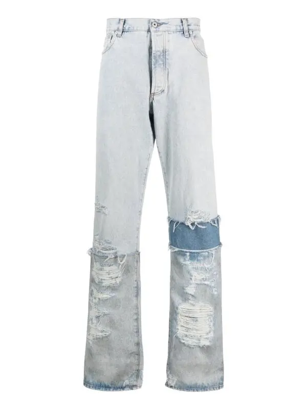 Heron Preston Distressed-effect Straight-leg Jeans - White