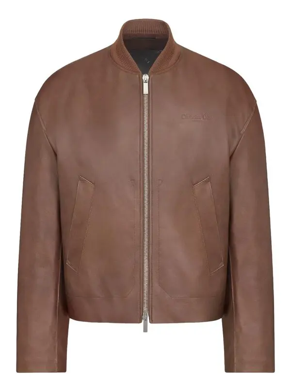 Dior Leather Bomber Jacket - Brown