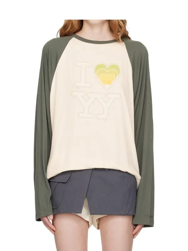 OPEN YY Long Sleeve Crew Neck T-shirt - White
