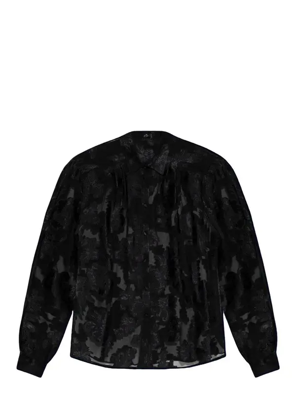 Etro Semi-sheer Chiffon Shirt With Floral Decals - Black