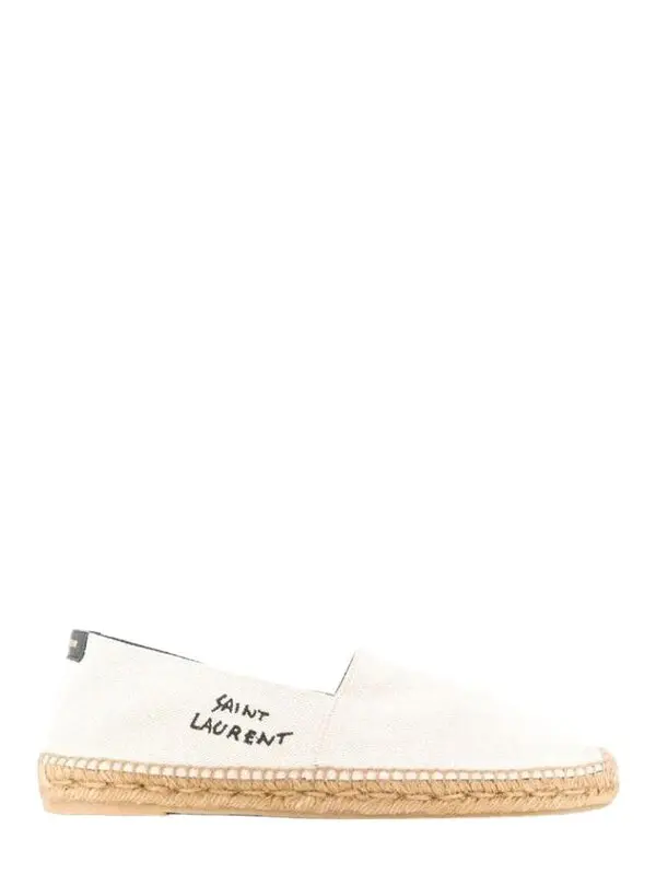 Saint Laurent Embroidered Slip-on Espadrilles - White