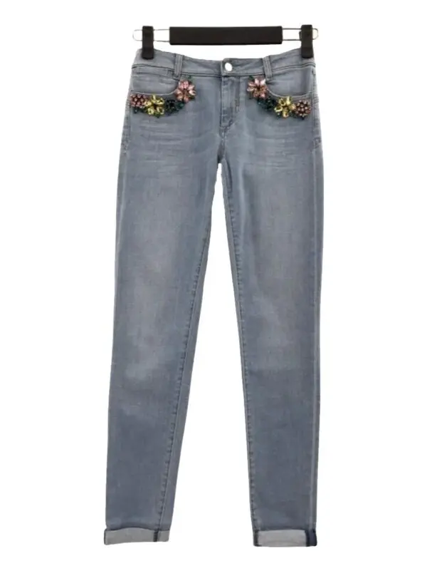 Max Mara Embellished Floral Jeans - Gray