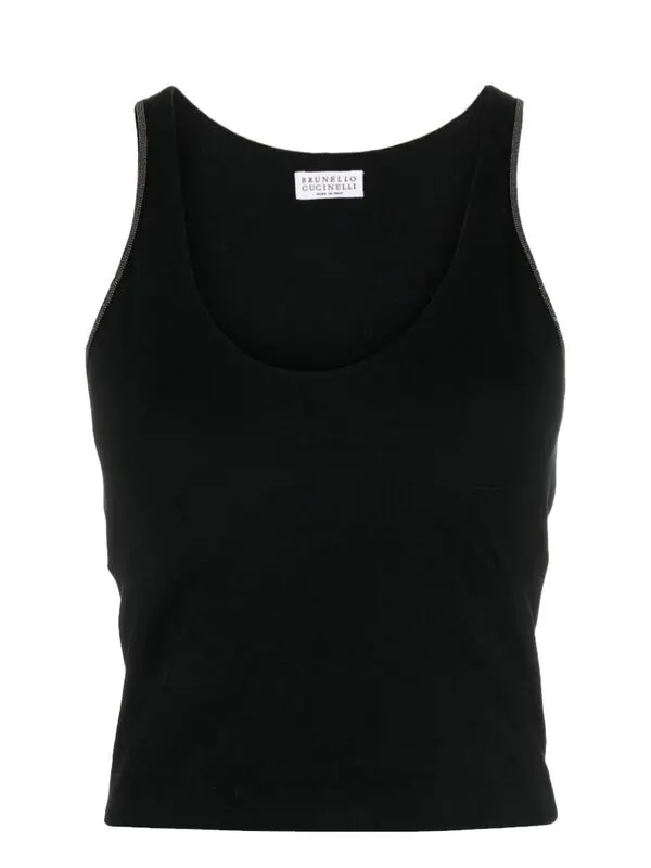 Brunello Cucinelli Embellished Scoop-neck Vest Top - Black