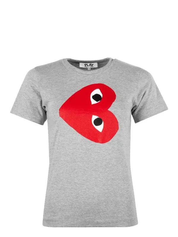 Play Comme Des Garcon Heart Graphic T-shirt - Gray