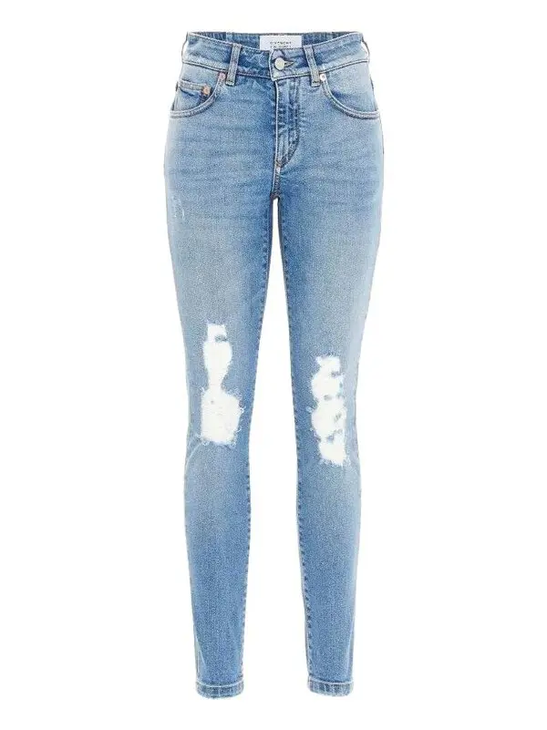 Givenchy Mid-rise Ripped Skinny Jeans - Light Blue