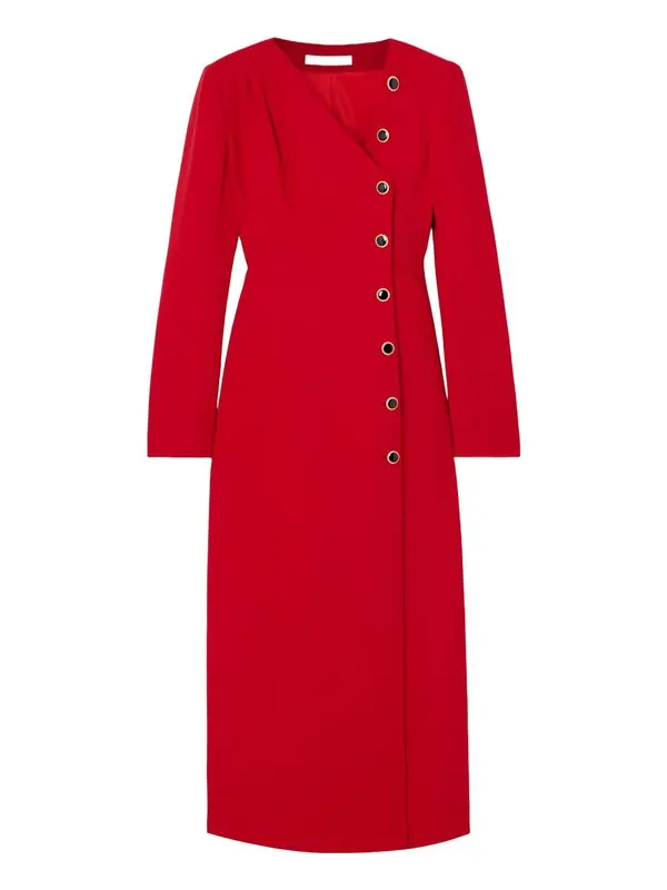 Alessandra Rich Long-sleeved Asymmetrical Neckline Dress - Red