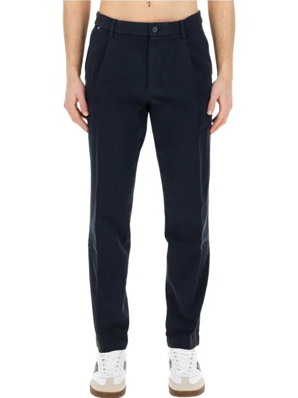 Hugo Boss Piqué-weave Straight Leg Trousers - Black