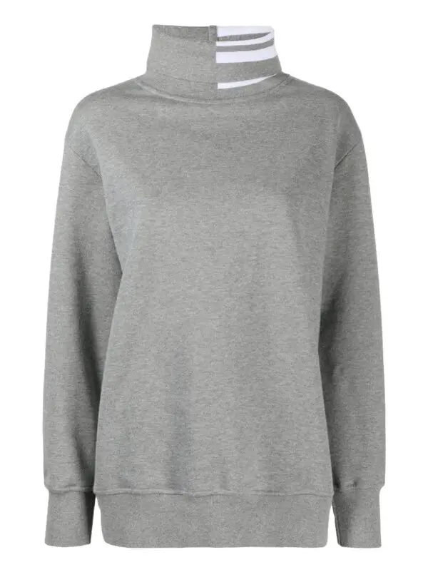 Thom Browne Four-stripe High-neck Sweatshirt - Medium Gray