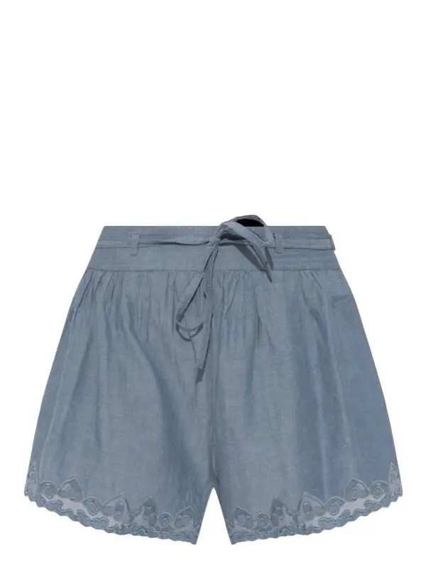 Ulla Johnson Elowen Shorts With Lace Embroidery - Gray