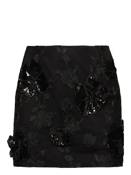 ROTATE BY BIRGER CHRISTENSEN Embroidered Mesh Mini Skirt - Black
