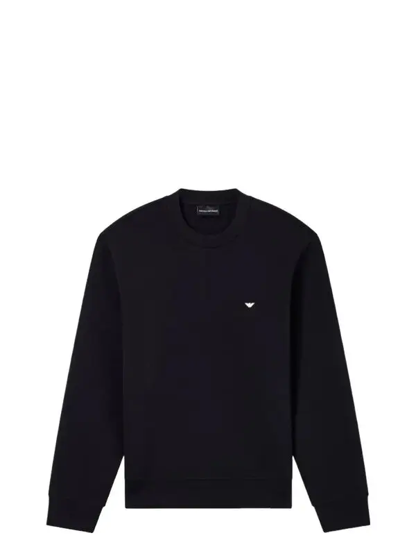 Emporio Armani Crewneck Sweatshirt With Embroidered Eagle Logo - Navy Blue