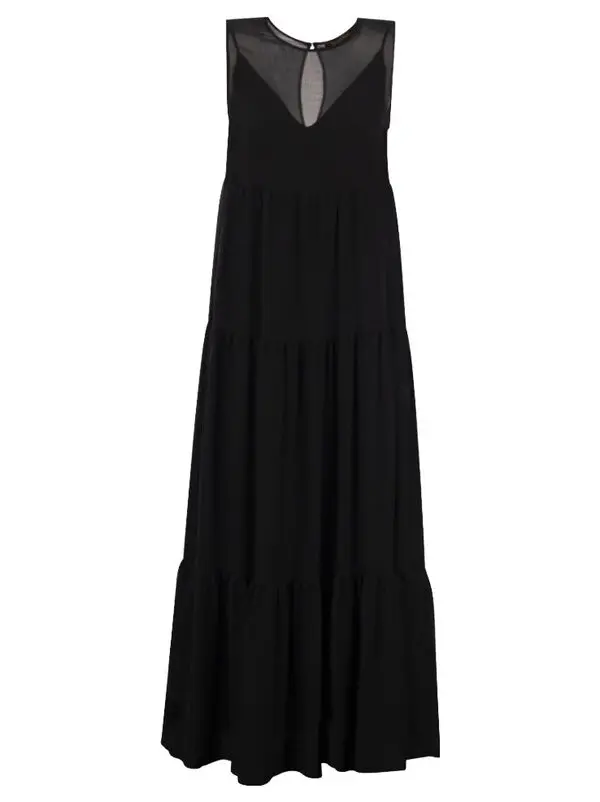Max Mara Sleeveless Tiered Maxi Dress - Black