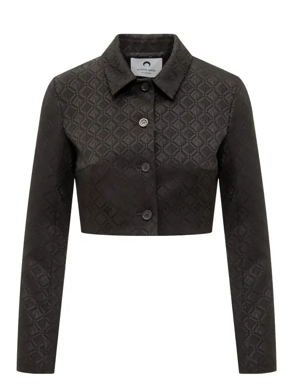 MARINE SERRE Moon Diamant Jacquard Cropped Jacket - Black