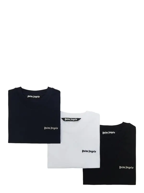 Palm Angels Pack Of Three Logo Embroidered Crewneck T-shirt - Black