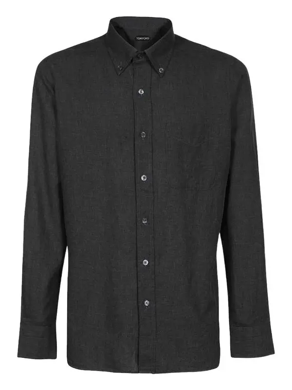 TOM FORD Lapel Long-sleeved Shirt - Black
