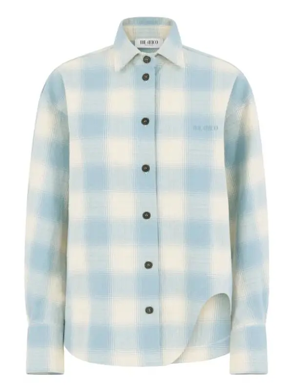 Attico Eliza Checked Shirt - Light Blue / White