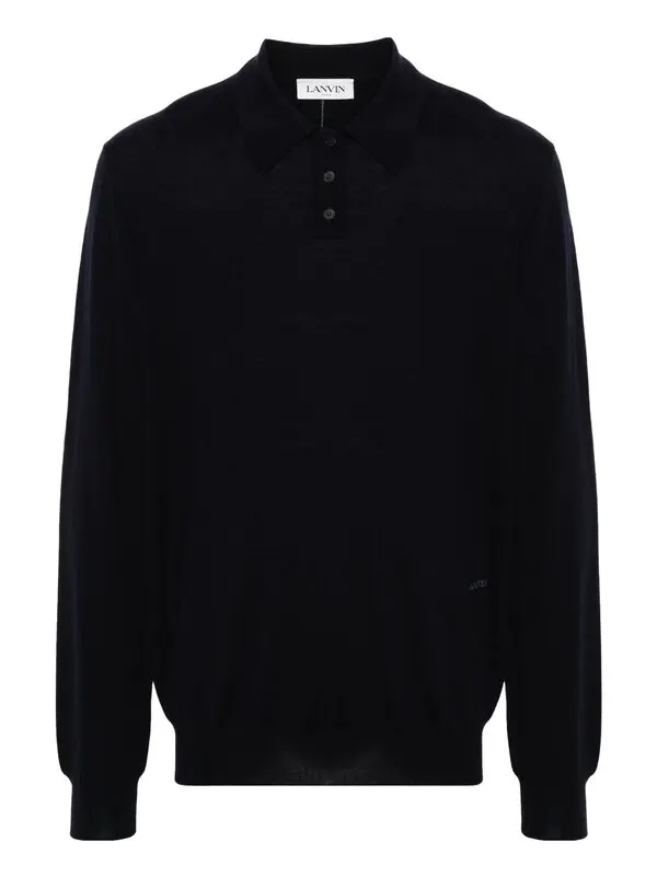 LANVIN Logo-embroidered Polo Shirt - Black