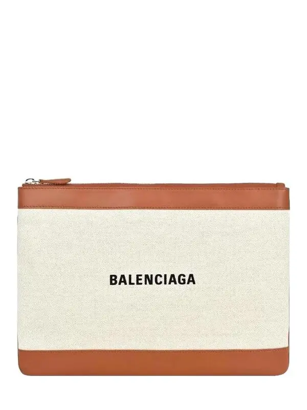 Balenciaga Logo Clutch - White
