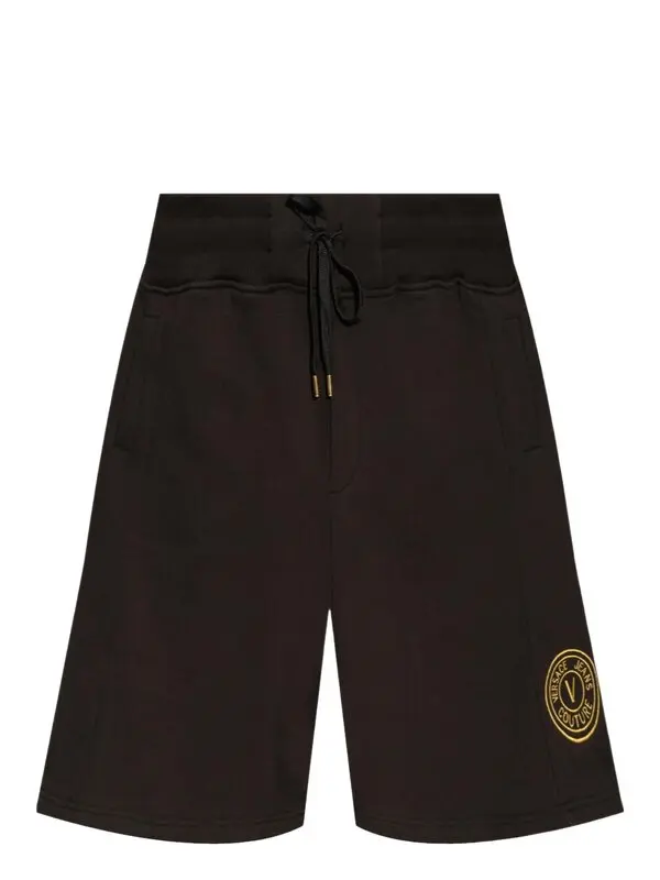 Versace Logo Embroidered Drawstring Shorts - Black