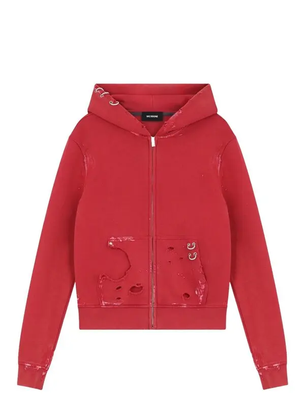 We11Done Pierced Zip-up Hoodie - Red