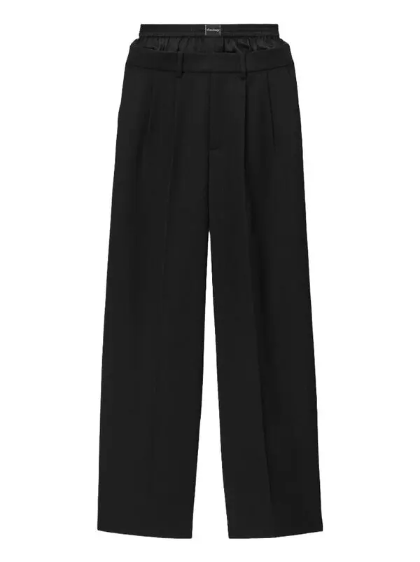 Alexander Wang Wool Wide-leg Trousers With Exposed Silk Panties Detail - Black