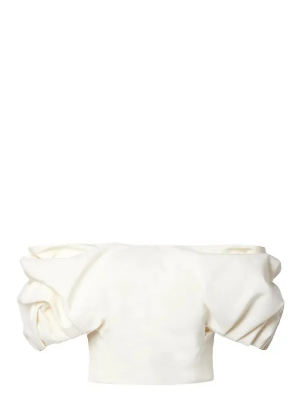 Gabriela Hearst Off-shoulder Cropped Top With Back Zipper - White