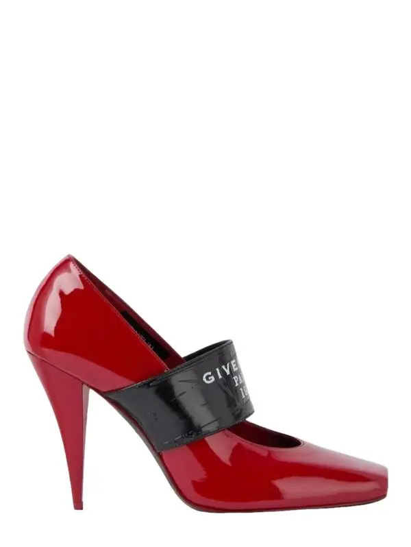 Givenchy Patent Leather Sliced Square Tape Pumps - Coral/pearl