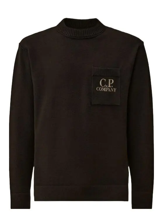 C.P. COMPANY Logo-patch Pocket Sweater - Black