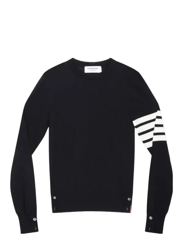 Thom Browne 4-bar Ribbed Crewneck Jumper - Navy