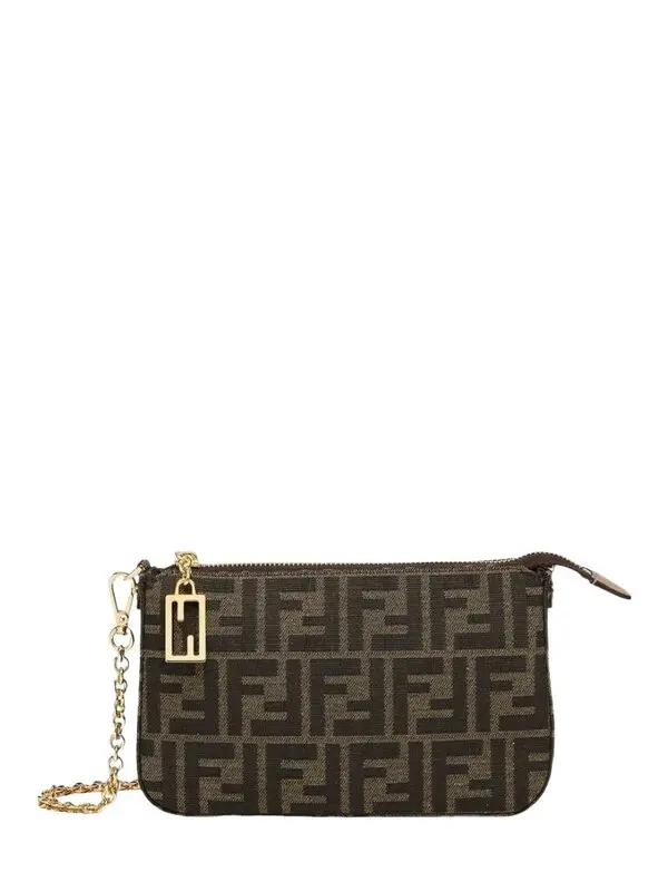 Fendi Jacquard Ff Monogram Shoulder Bag - Brown