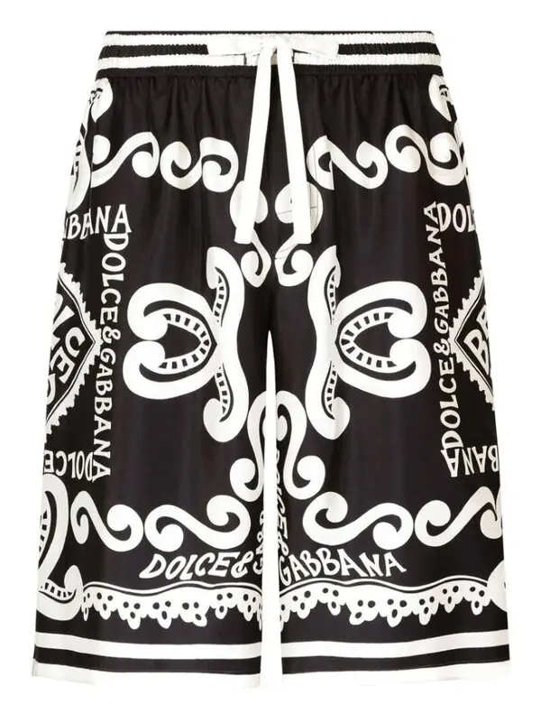 Dolce & Gabbana All-over Graphic Print Drawstring Shorts - Black