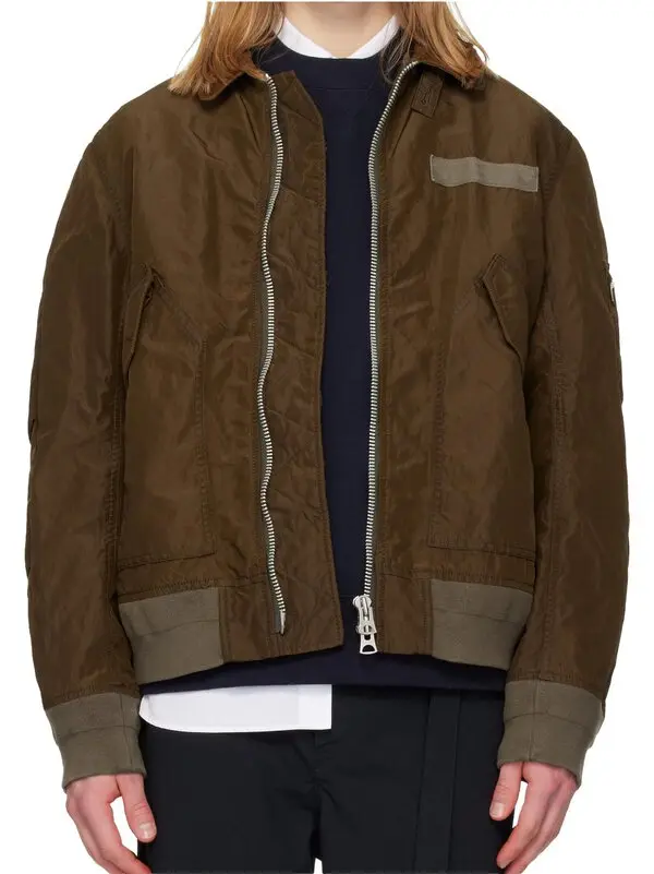 Sacai Treated Nylon Twill Pilot Jacket - Brown