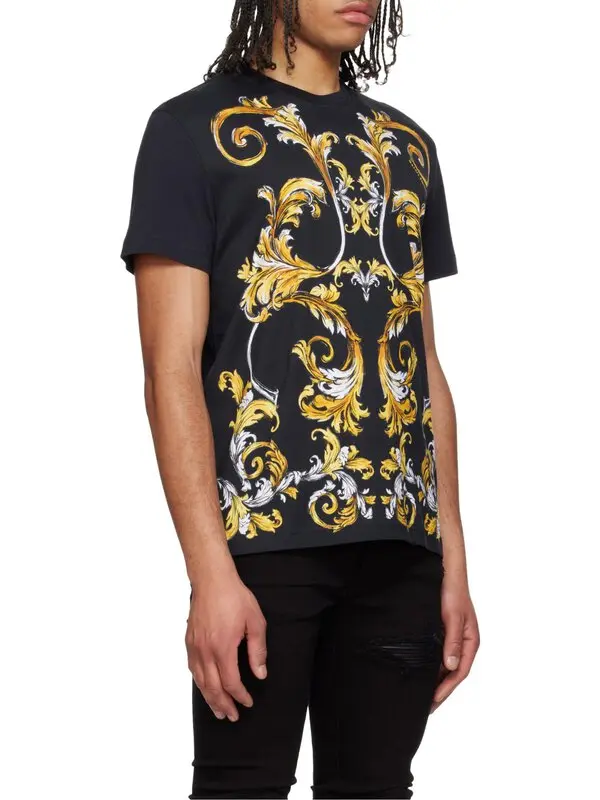 Versace Outline Barocco Printed Crewneck T-shirt - Black